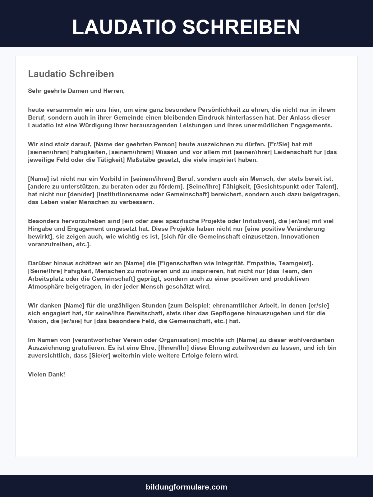 Laudatio Schreiben